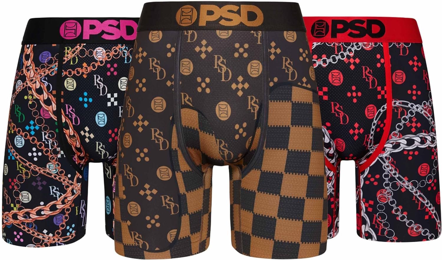 PSD Underwear Men's Monogram Luxe Boxer Briefs 3-Pack PSD Men's Tropic ...